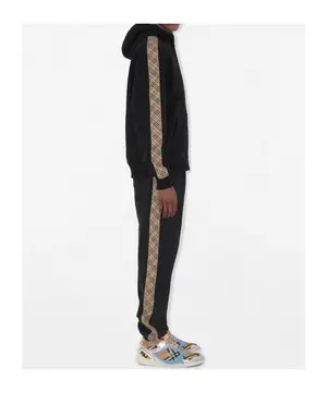 Burberry Check Trim Zip-up Drawstring Hoodie