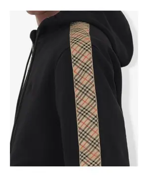 Burberry Check Trim Zip-up Drawstring Hoodie