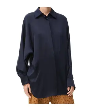 Loewe Draped Silk Shirt With Bat Sleeves