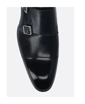Santoni Buckle Detailed Slip-on Monk Shoes - Black