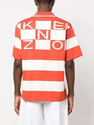 Kenzo Logo-patch Short-sleeved Striped Polo Shirt