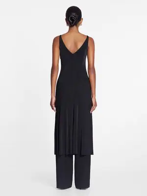 LANVIN Pleated A-line Midi Dress - Black