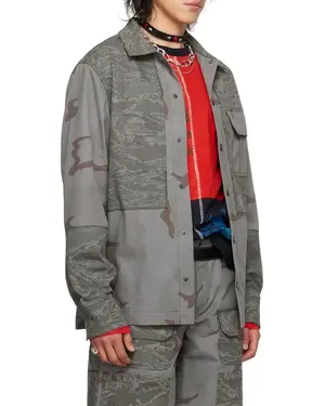 MARINE SERRE Rispstop Button-up Shirt Jacket - Gray