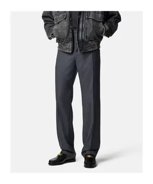 Versace Micro-checked Wool Trousers