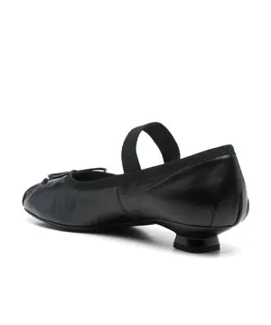 Miu Miu Leather Ballet Pumps With Bow Detailing