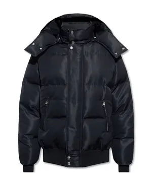 Alexander McQueen Zip Up Hooded Puffer Jacket - Black