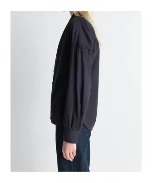 LEMAIRE Pointed Collar Shirt In Washed Cotton Chiffon - Squid Ink
