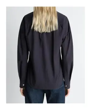 LEMAIRE Pointed Collar Shirt In Washed Cotton Chiffon - Squid Ink