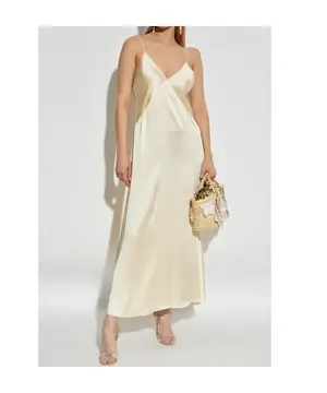 FORTE_FORTE V-neck Slip Maxi Dress - Cream