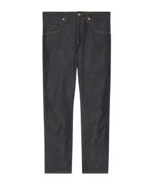 Gucci Tapered Denim Trousers With Horsebit Detail - Blue