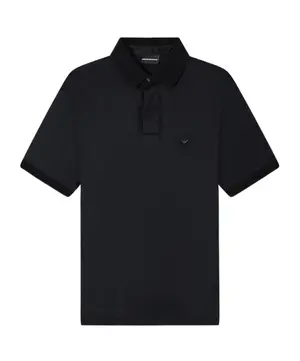 Emporio Armani Logo-embroidered Short-sleeved Polo Shirt - Black