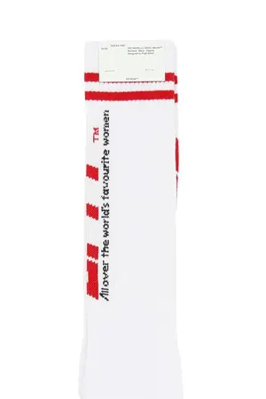 Off-White Logo Print Striped Socks