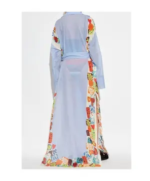 Dsquared2 Graphic Printed Striped Belted Kimono