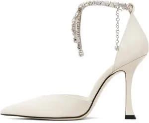 JIMMY CHOO Stevie Pointed Toe High Heel Ankle Strap Pumps - Latte