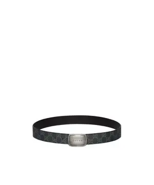 Gucci Logo Plaque Monogrammed Belt - Black