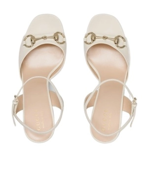 Gucci Horsebit Detailed Slingback Sandals - White