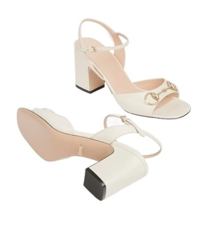 Gucci Horsebit Detailed Slingback Sandals - White