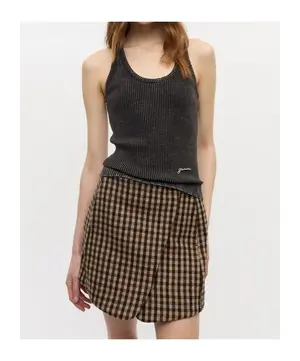 GANNI Ribbed Round Neck Sleeveless Vest - Black