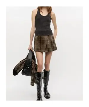 GANNI Ribbed Round Neck Sleeveless Vest - Black