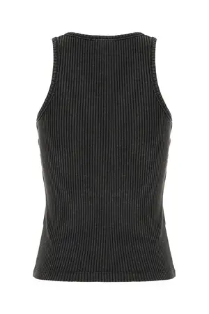 GANNI Ribbed Sleeveless Tank Top - Charcoal-grey