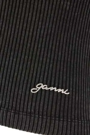 GANNI Ribbed Sleeveless Tank Top - Charcoal-grey