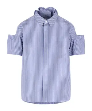 Sacai Poplin Shirt With Asymmetrical Silhouette And Puff Sleeves