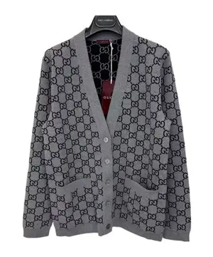 Gucci Wool Jacquard-knit Cardigan - Gray