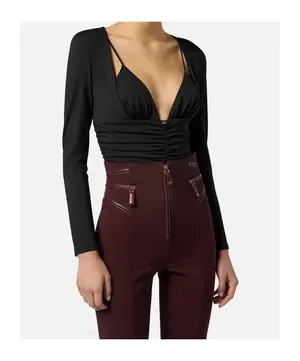 Elisabetta Franchi Draped Crêpe Jersey Bodysuit