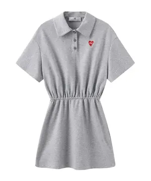 Marissa Chiara Short Sleeve Dress With Heart Embroidery - Grey
