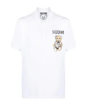 Moschino Teddy Bear-motif Short Sleeved Polo Shirt - White