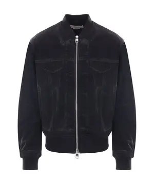 Alexander McQueen Zip-up Denim Jacket With Ghostwash Print