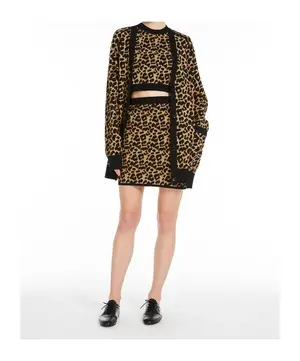Max Mara Leopard Jacquard V-neck Cardigan