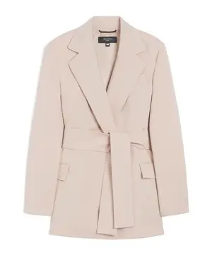 Max Mara Belted Wool Blazer - Powder