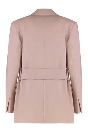 Max Mara Belted Wool Blazer - Powder