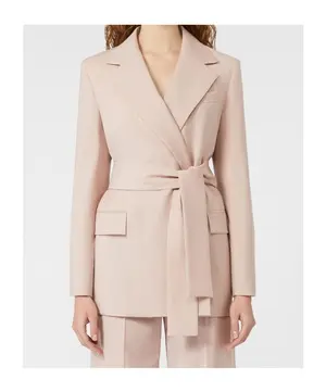 Max Mara Belted Wool Blazer - Powder