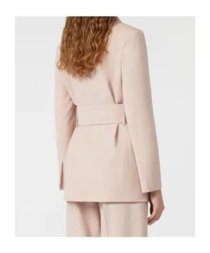 Max Mara Belted Wool Blazer - Powder