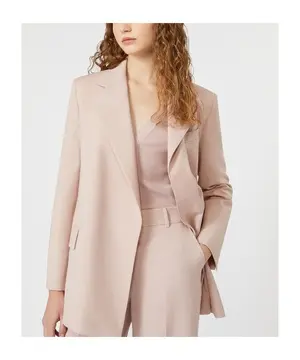 Max Mara Belted Wool Blazer - Powder