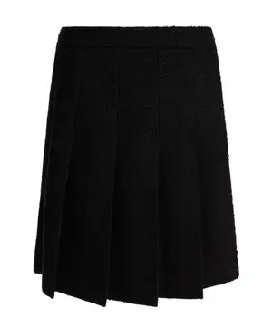 Celine Pleated Bouclette Skirt - Black