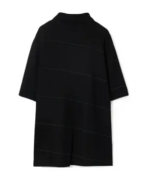 Burberry Striped Logo Embroidered Polo Shirt - Black