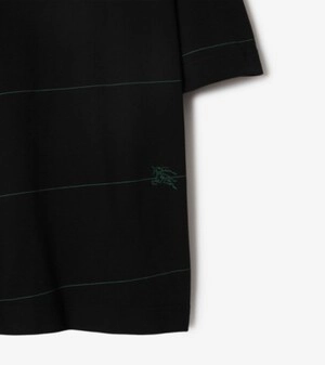 Burberry Striped Logo Embroidered Polo Shirt - Black