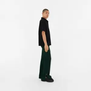 Burberry Striped Logo Embroidered Polo Shirt - Black