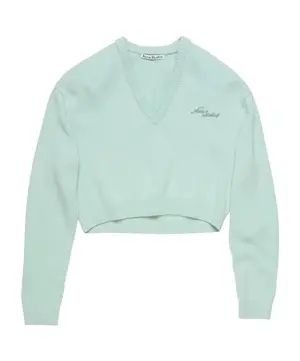 Acne Studios V-neck Embroidered Jumper - Faded Mint
