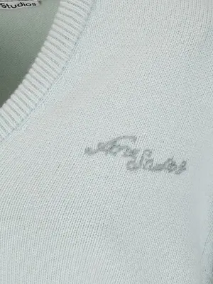 Acne Studios V-neck Embroidered Jumper - Faded Mint