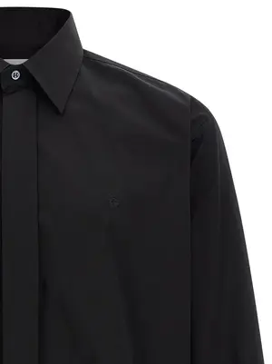 Alexander McQueen Logo Embroidered Long Sleeved Shirt - Black