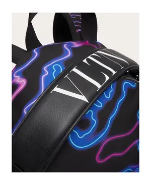 Valentino Garavani Allover Neon Camouflage Printed Backpack