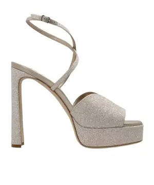 JIMMY CHOO Stiletto Heeled Sandals With Ankle Strap - Gray