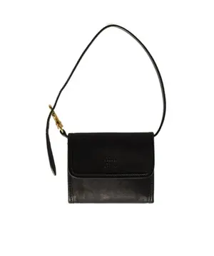 Miu Miu Nappa Leather Wallet With Shoulder Strap - Black