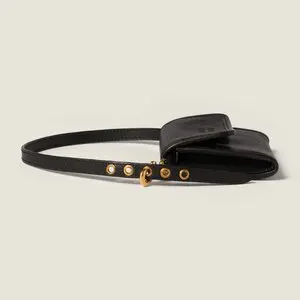 Miu Miu Nappa Leather Wallet With Shoulder Strap - Black
