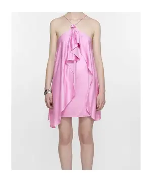 Acne Studios Halterneck Mini Dress With Draped Ruffle Detailing