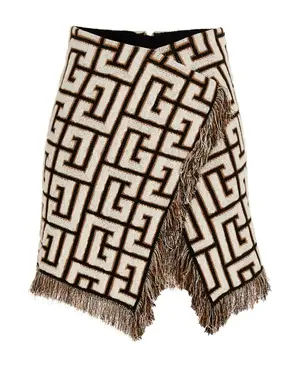 Balmain Maxi Monogram Wrap Skirt